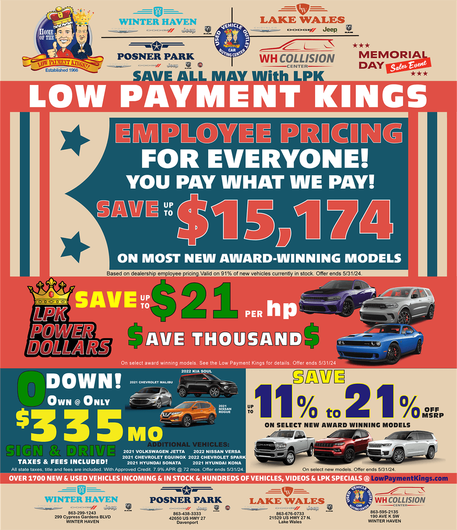 Low Payment Kings Ads | Lake Wales Chrysler Dodge Jeep Ram